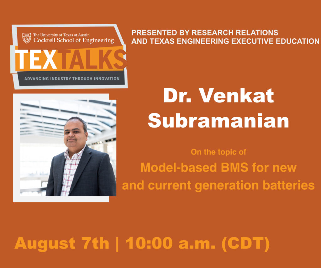 Texas Engineering TexTalks Webinar with Dr. Venkat Subramanian on Model ...